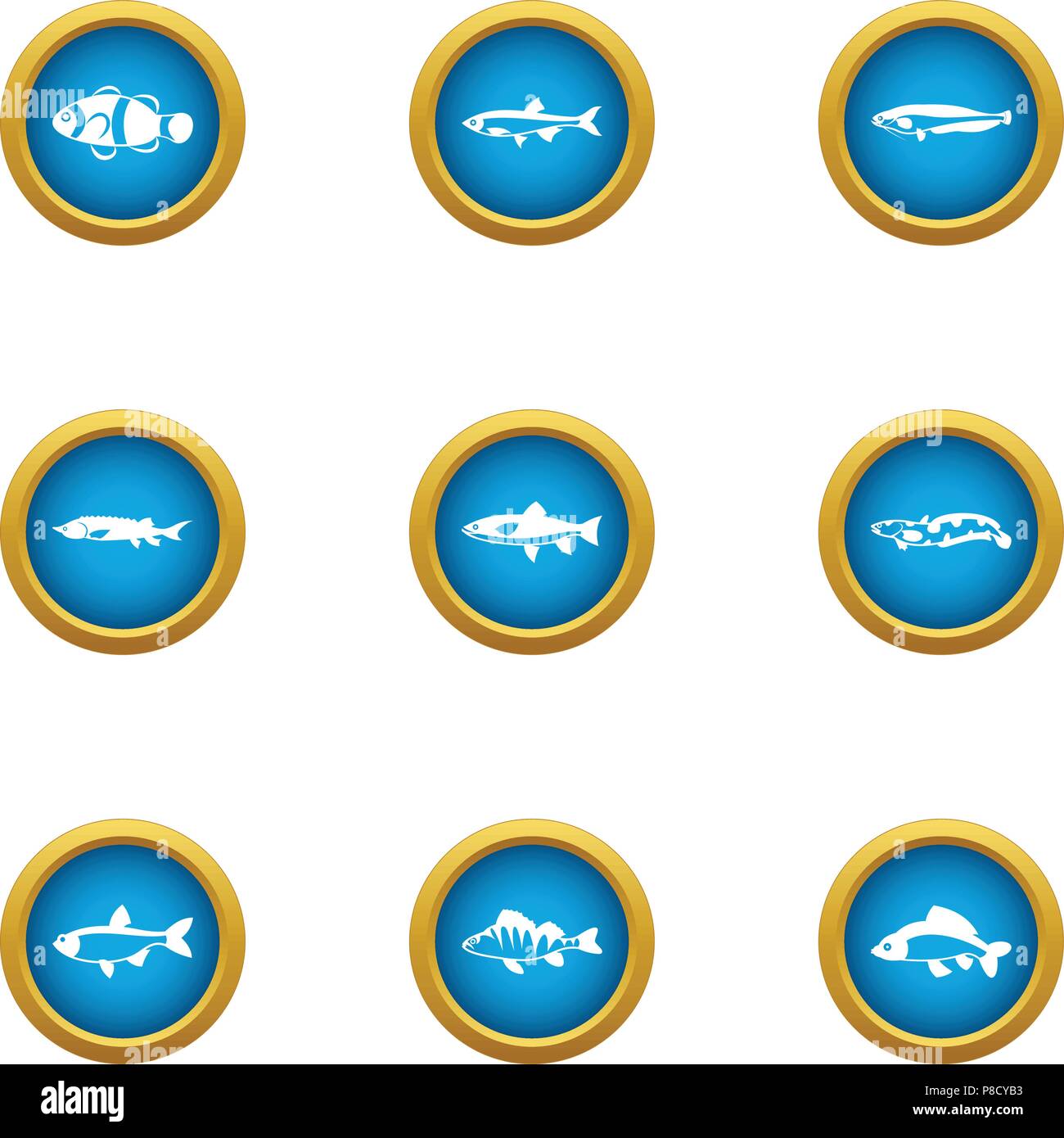 Catch fish icons set, flat style Stock Vector Image & Art - Alamy