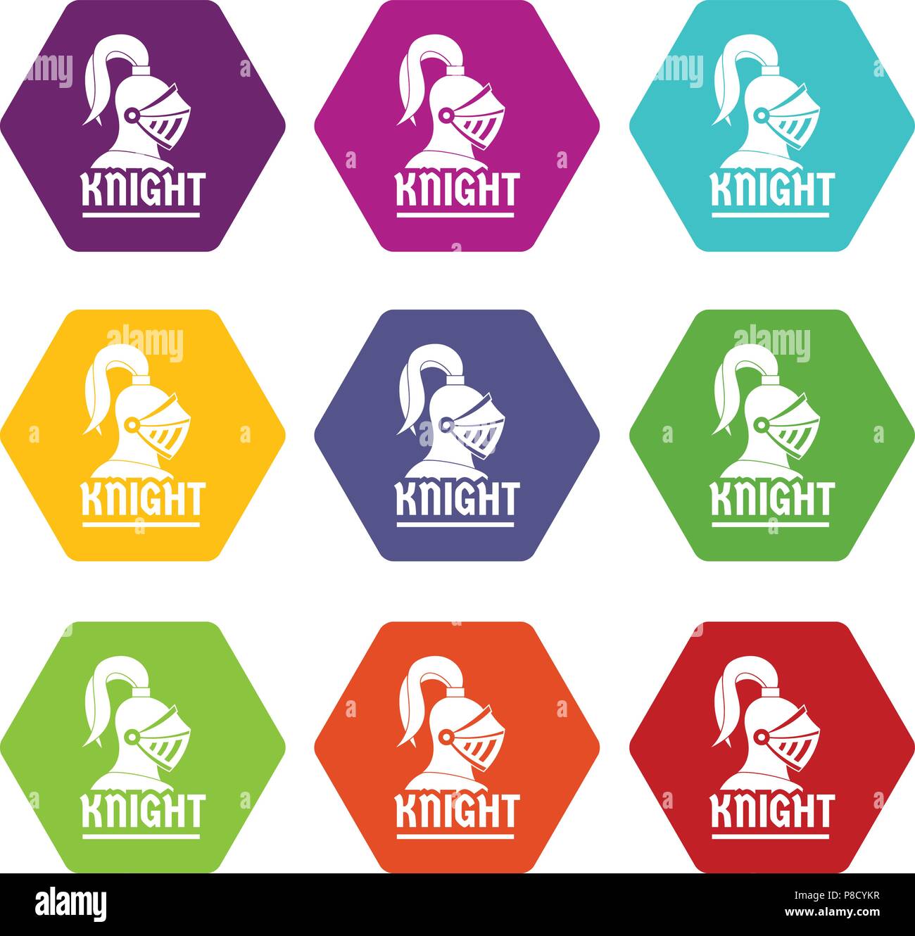 Knight helmet icons set 9 vector Stock Vector Image & Art - Alamy