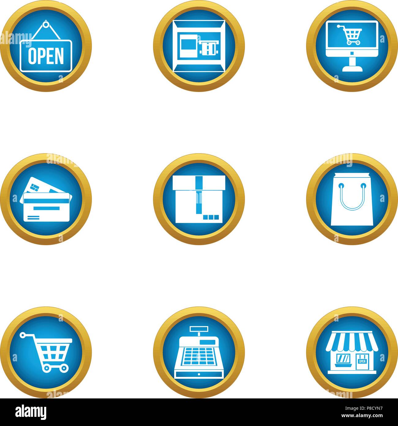Open shop icons set, flat style Stock Vector Image & Art - Alamy