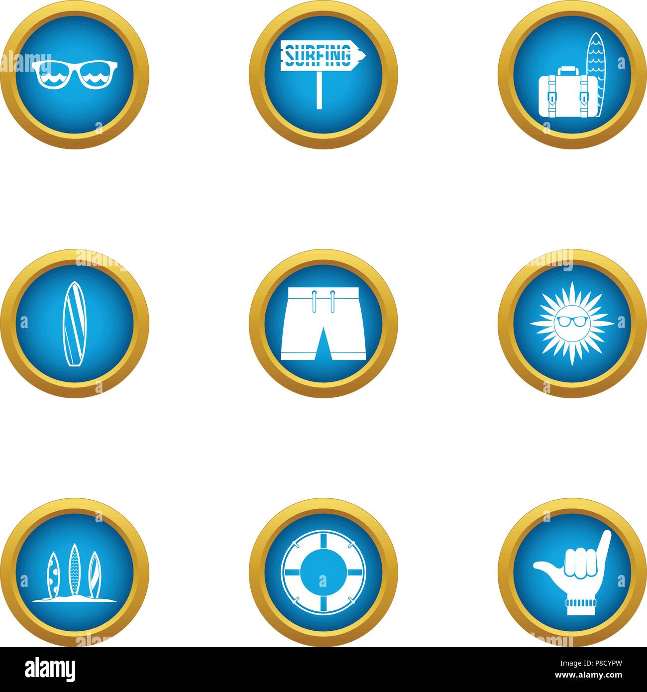 Great tour icons set, flat style Stock Vector Image & Art - Alamy
