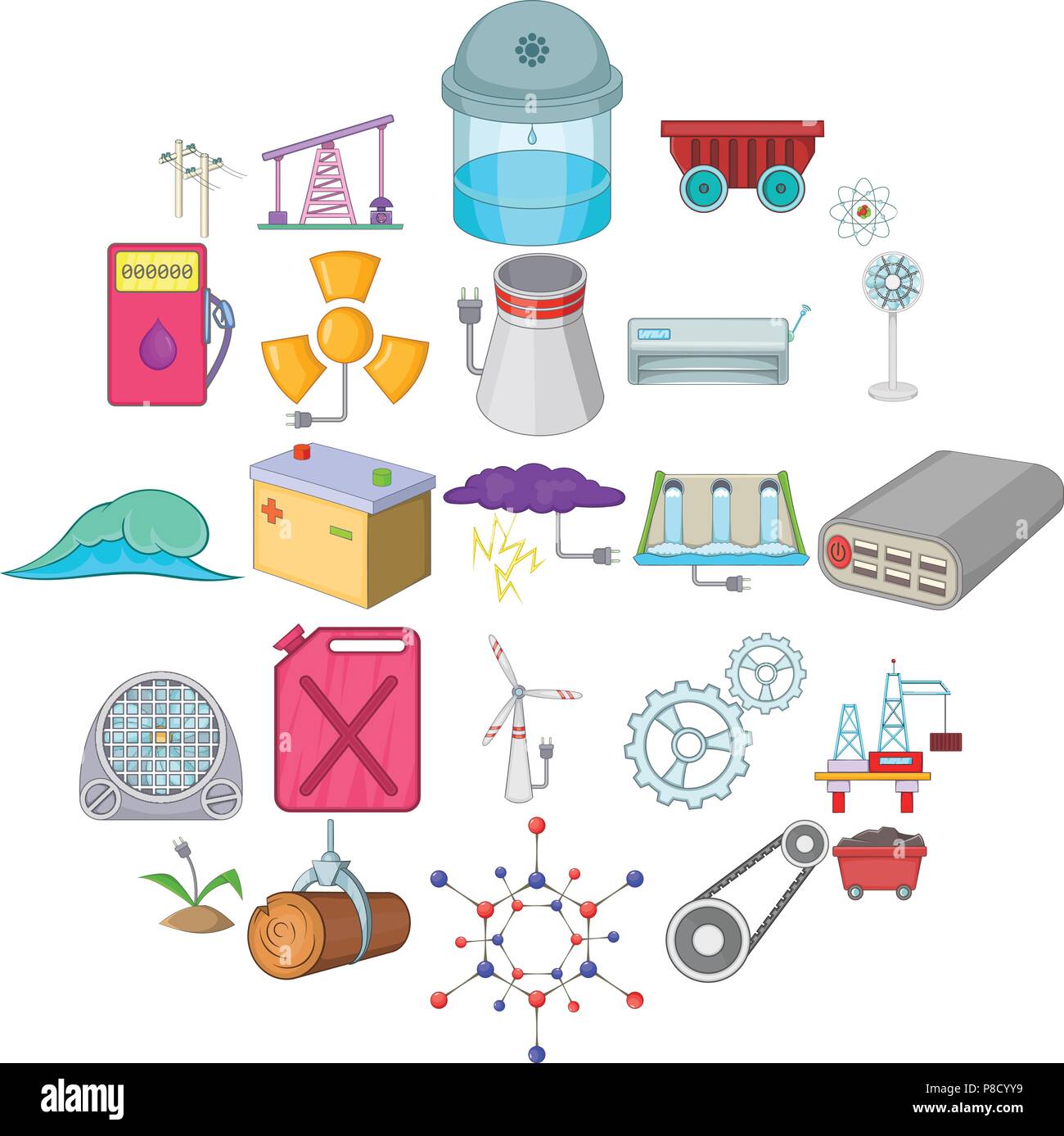 Natural energy icons set, cartoon style Stock Vector Image & Art - Alamy