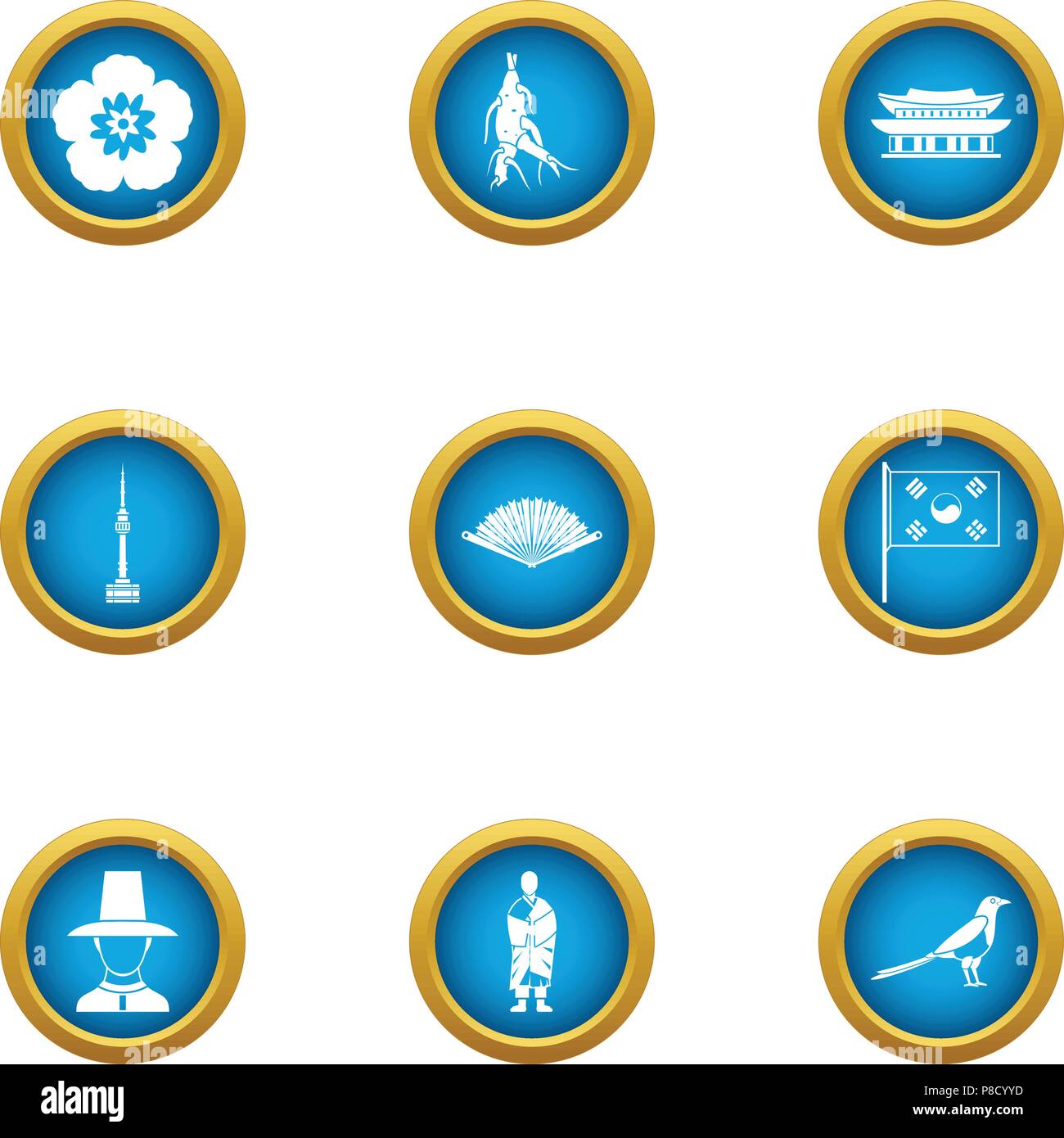 Korean type icons set, flat style Stock Vector Image & Art - Alamy