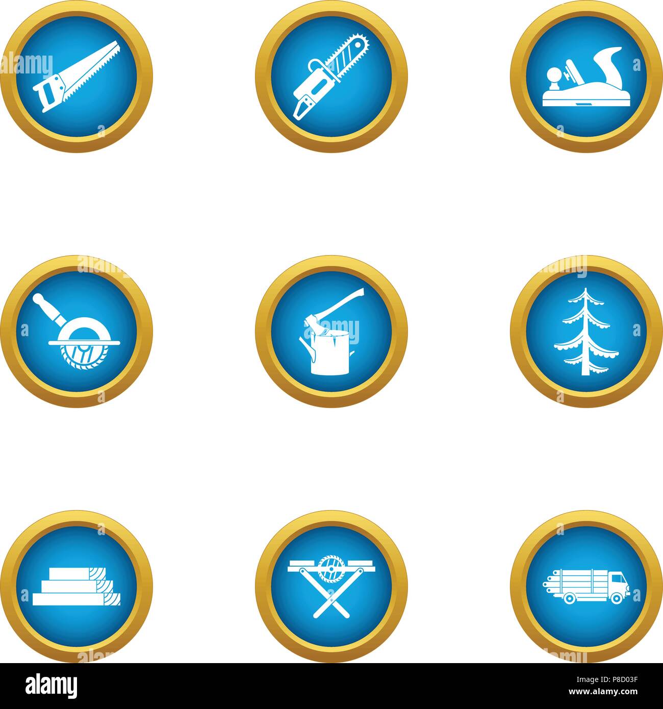 Forestry business icons set, flat style Stock Vector Image & Art - Alamy