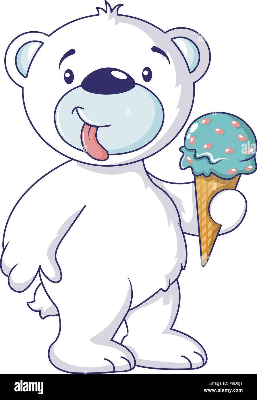 White bear with ice cream icon, cartoon style Stock Vector Image & Art ...