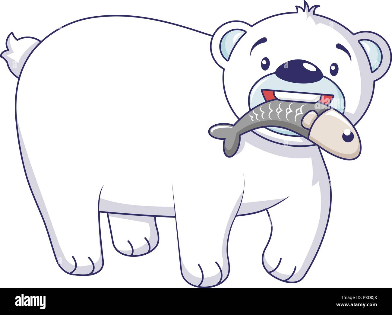 Polar bear with fish icon, cartoon style Stock Vector Image & Art - Alamy