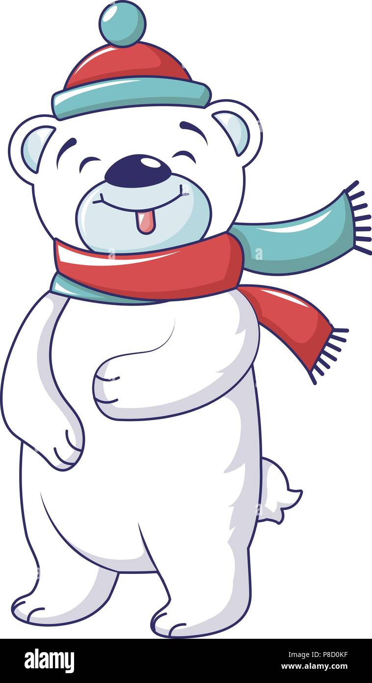 Cute bear with winter clothes icon, cartoon style Stock Vector Image ...