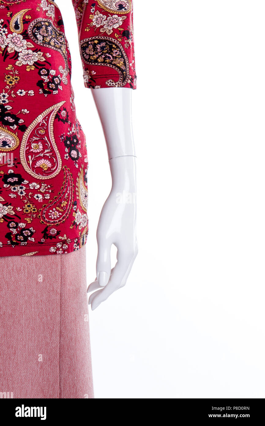 Close up mannequin hand, red stylish clothes Stock Photo - Alamy