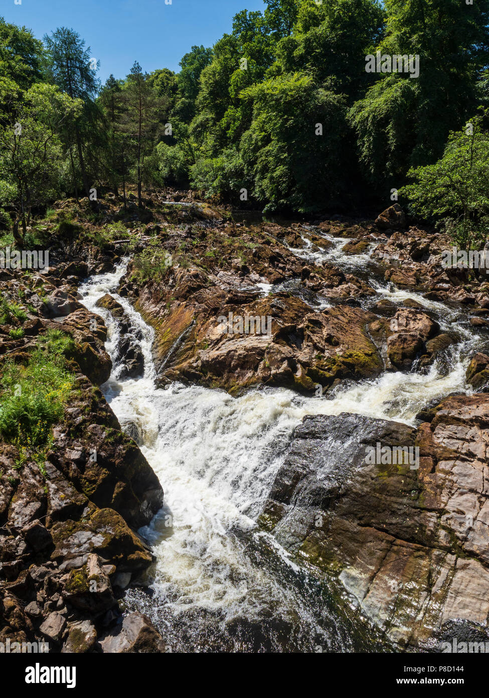 Royal Deeside, Aberdeenshire, Scotland - the Falls of Feugh Stock Photo ...