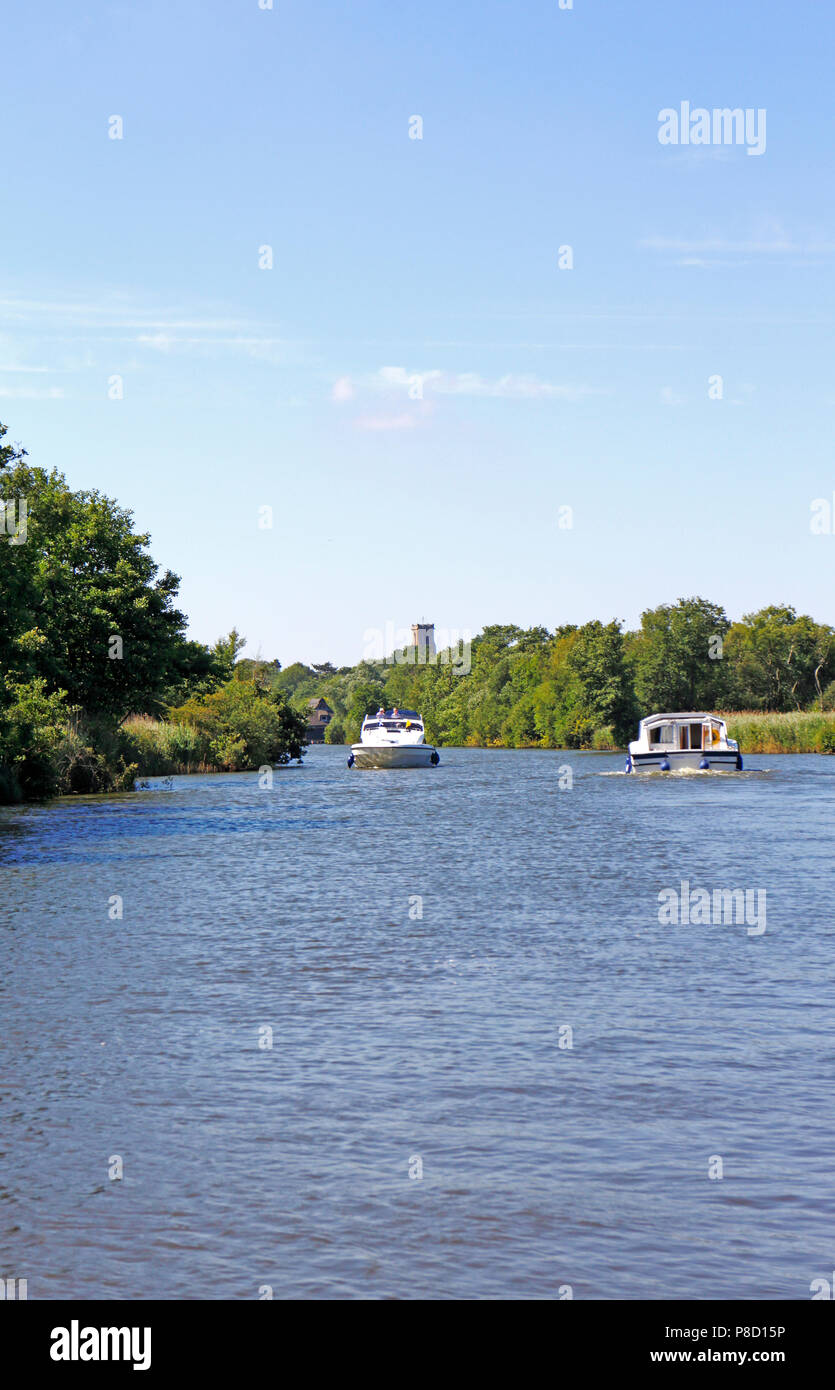 Ranworth Dam waterway from the River Bure on the Norfolk Broads to ...