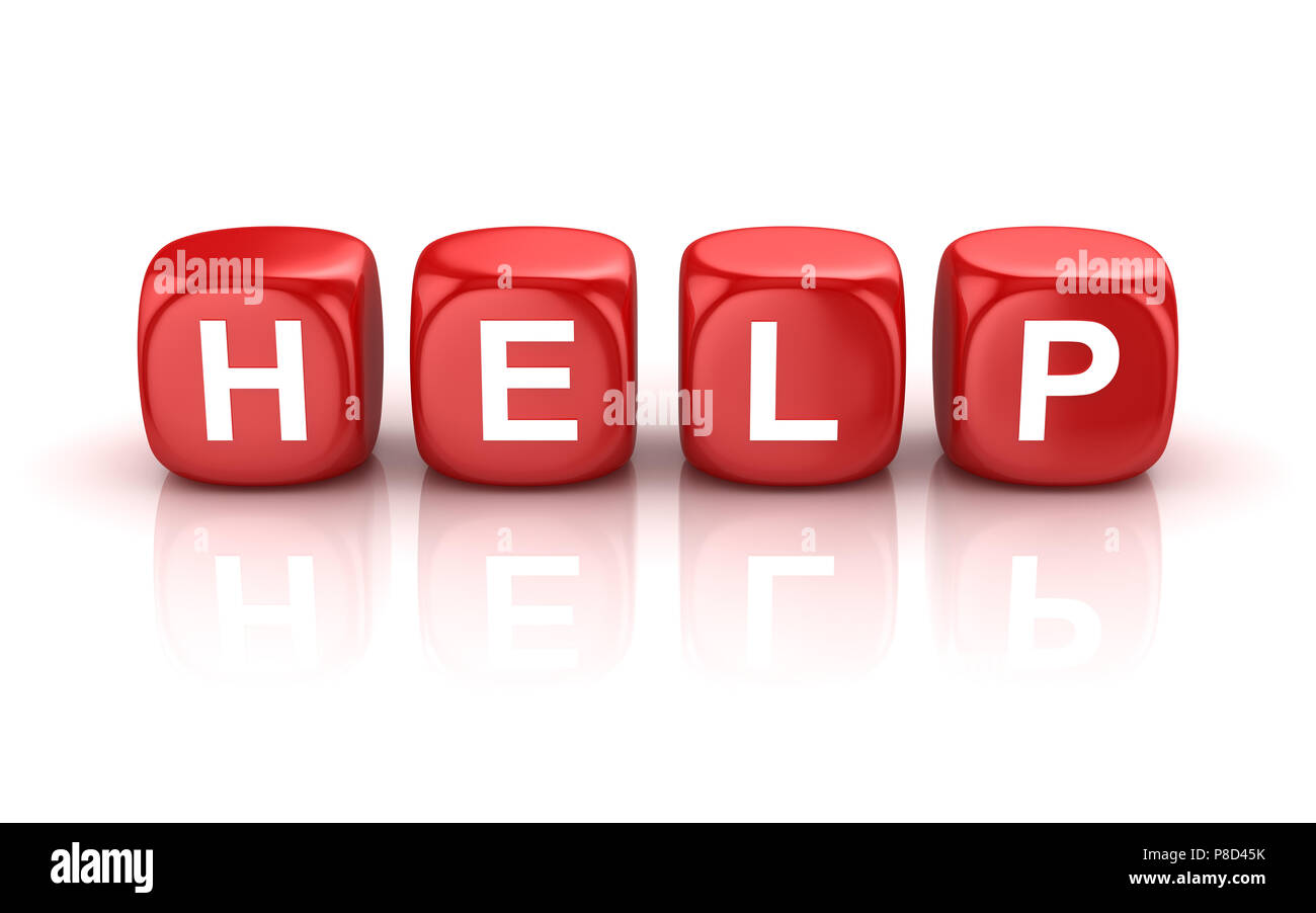 Red Help Box , This is a 3d rendered computer generated image. Isolated ...