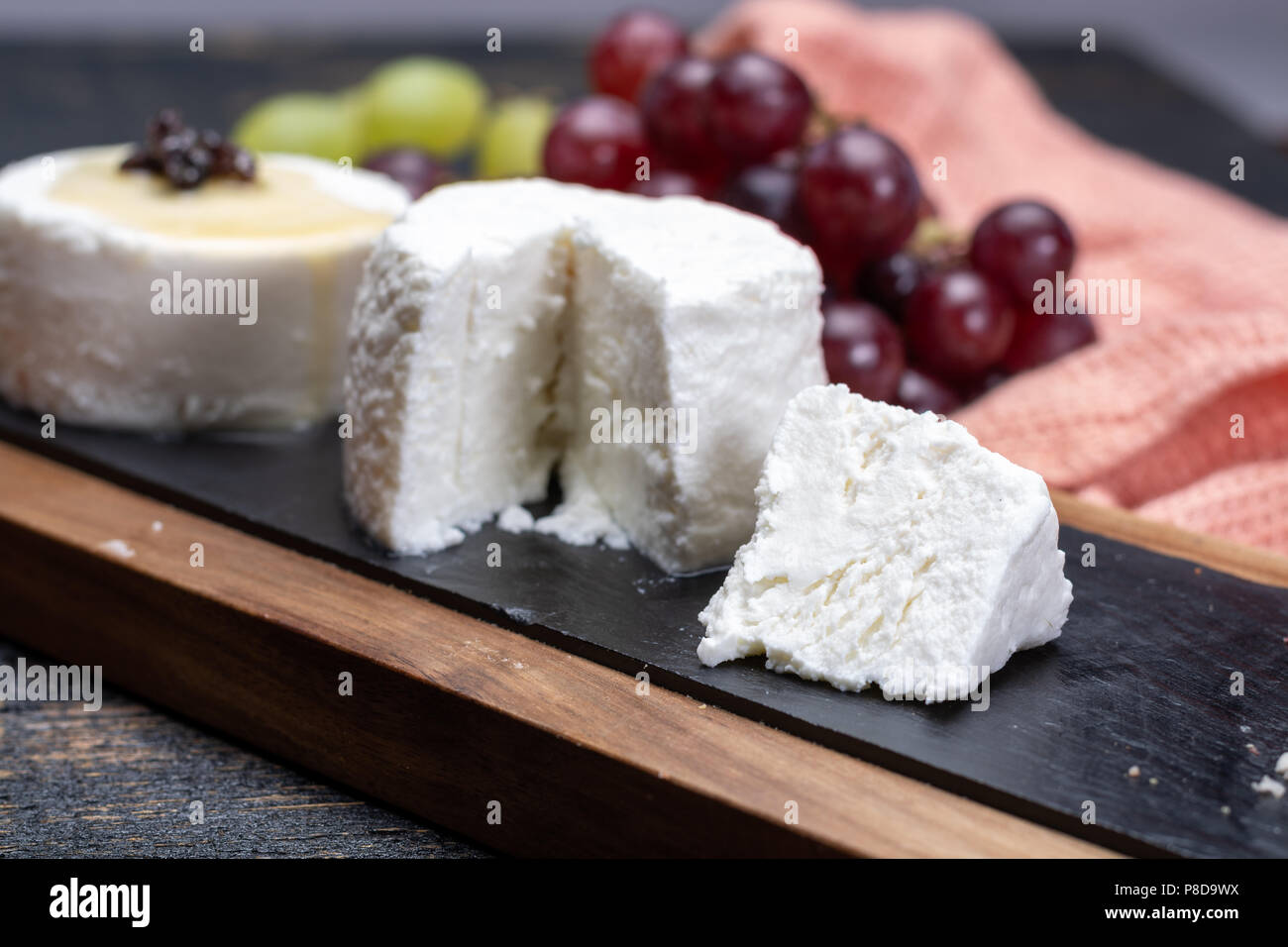 French soft cheeses, variety of different taste goat milk natural ...
