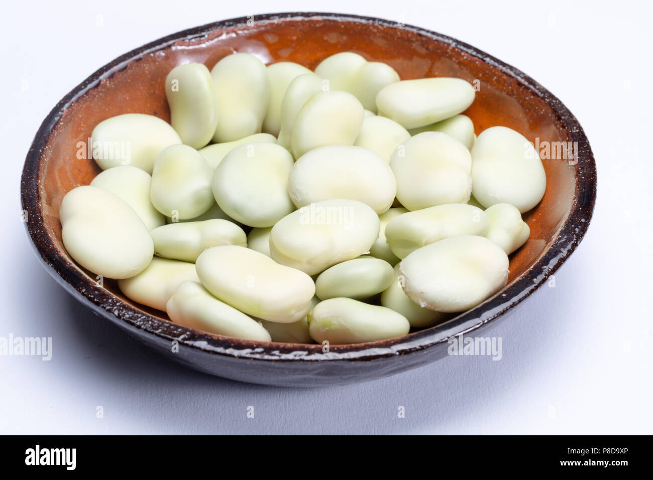 New harvest of healthy vegetables, green fresh raw big broad beans ...