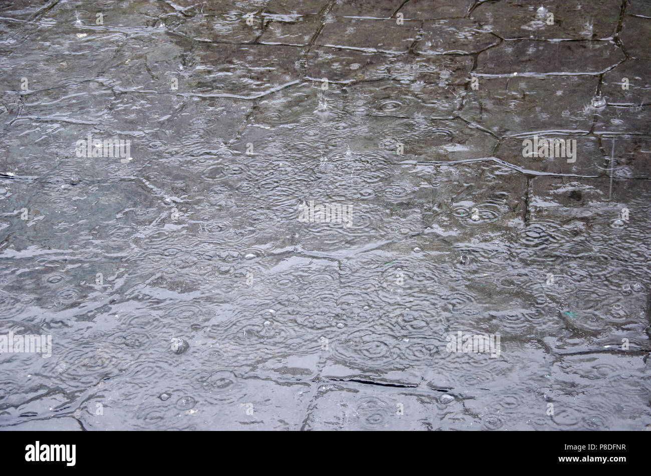 Raindrop falling on street hi-res stock photography and images - Alamy