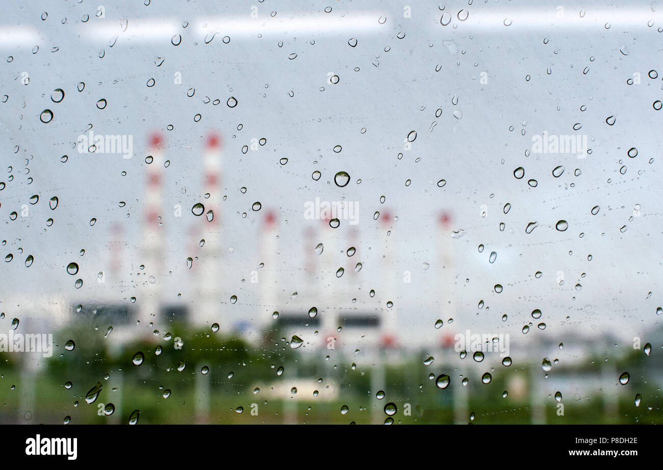 Raindrops on the train window Stock Photo - Alamy