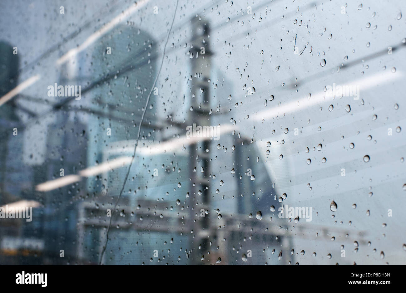 Raindrops on the train window Stock Photo - Alamy