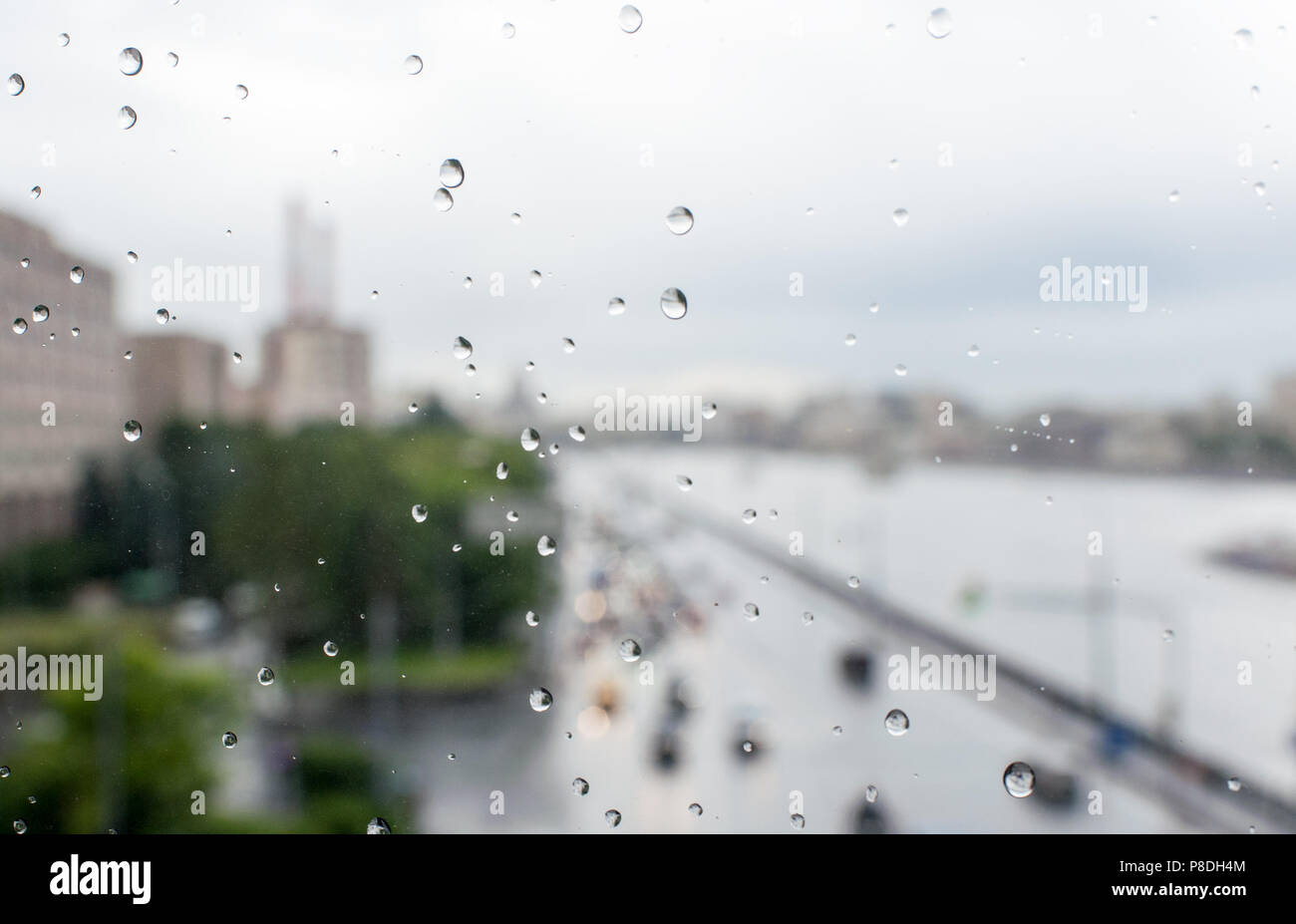 Raindrops on the train window Stock Photo - Alamy