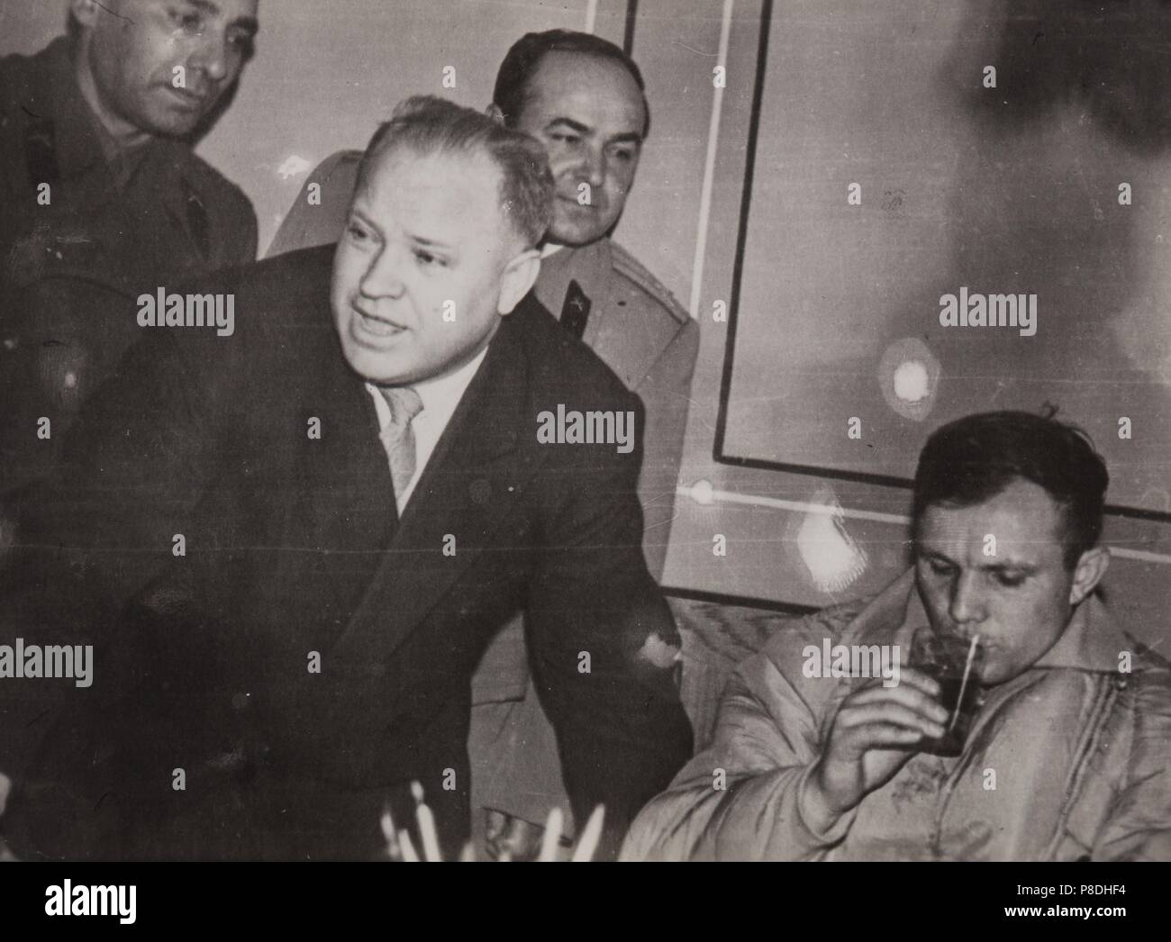 Yuri Gagarin on the day of landing. Museum: PRIVATE COLLECTION Stock ...