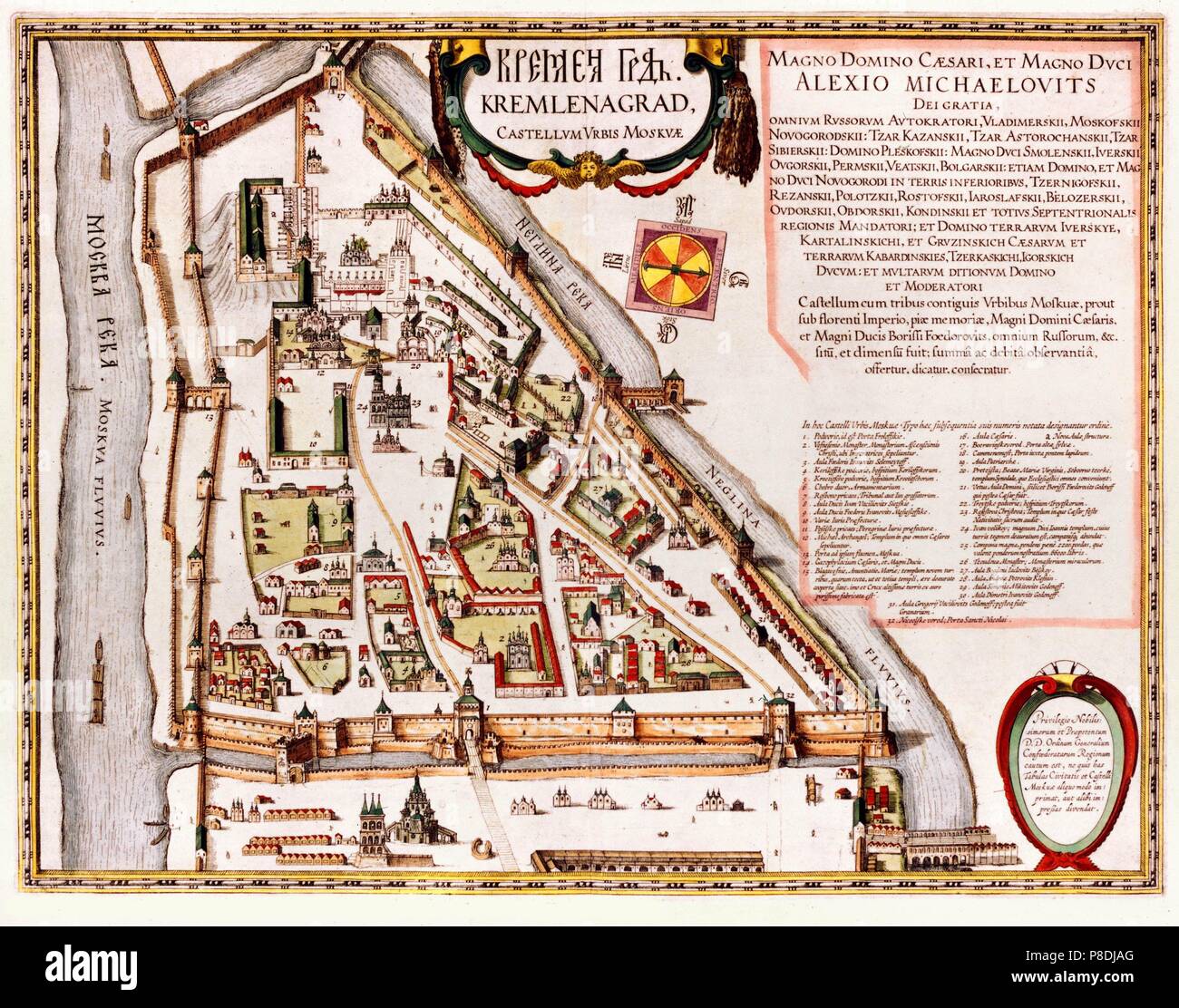 The Moscow Kremlin Map of the 16th century (Castellum Urbis Moskvae ...