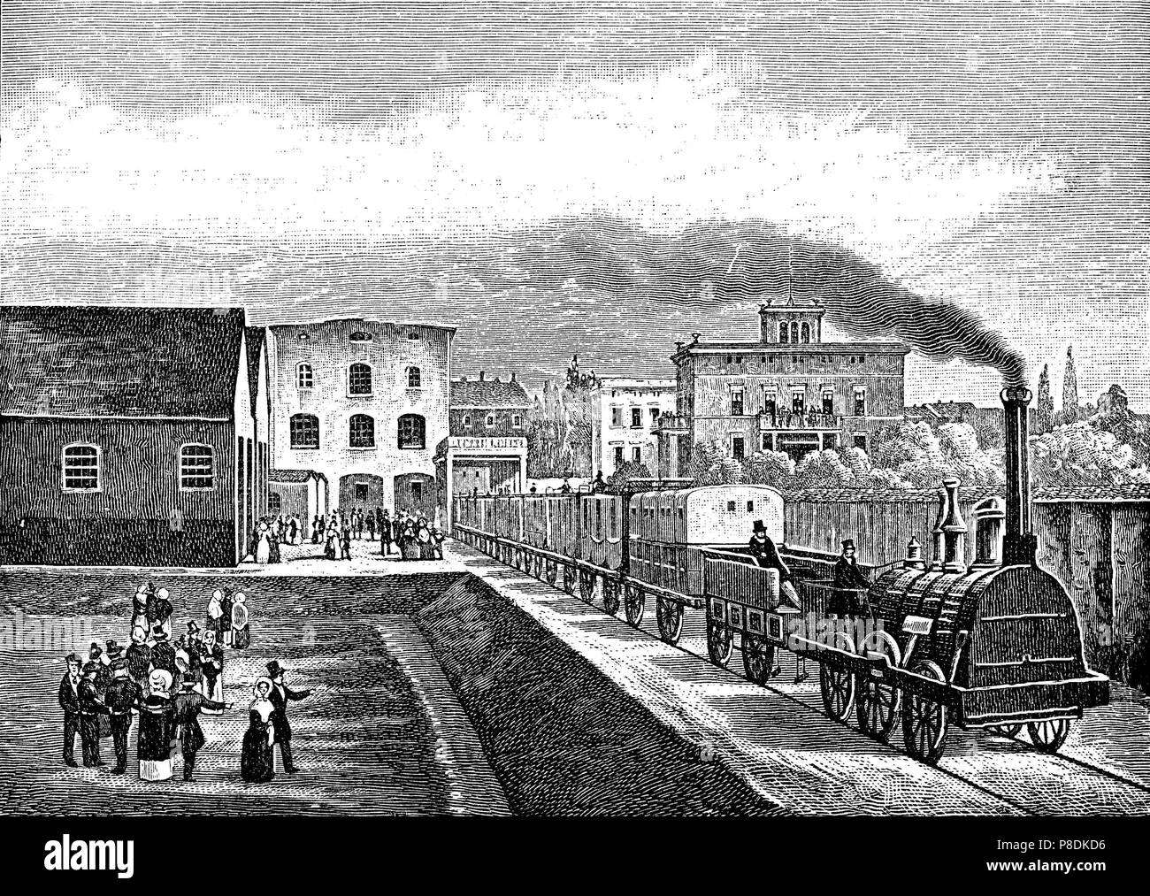 Train station Potsdamer Bahnhof in Berlin in 1838. Museum: PRIVATE ...