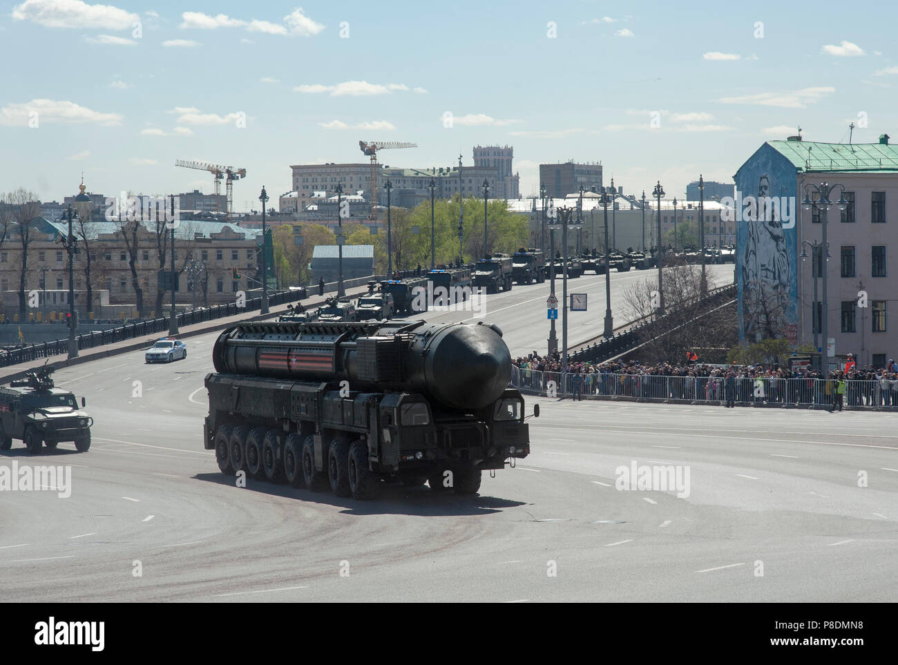 MOSCOW, RUSSIA - May 07, 2017 Missile system with solid propellant ...