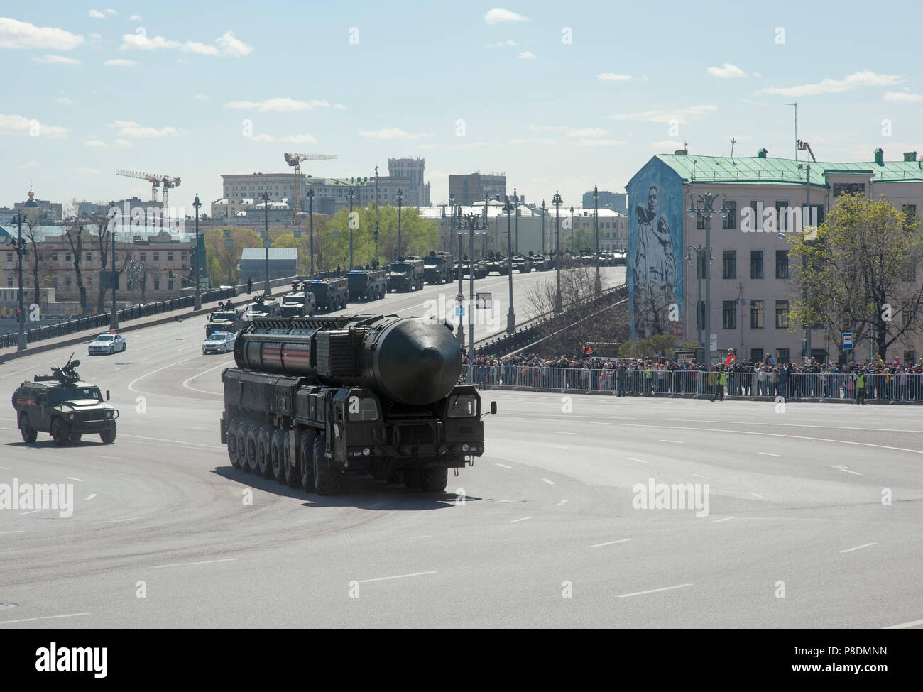 MOSCOW, RUSSIA - May 07, 2017 Missile system with solid propellant ...