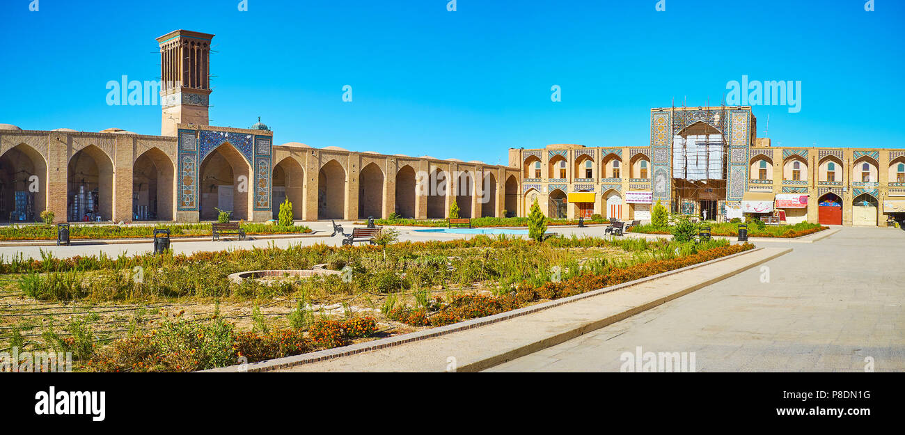 KERMAN, IRAN - OCTOBER 15, 2017: Panorama of Ganjali Khan square with a ...