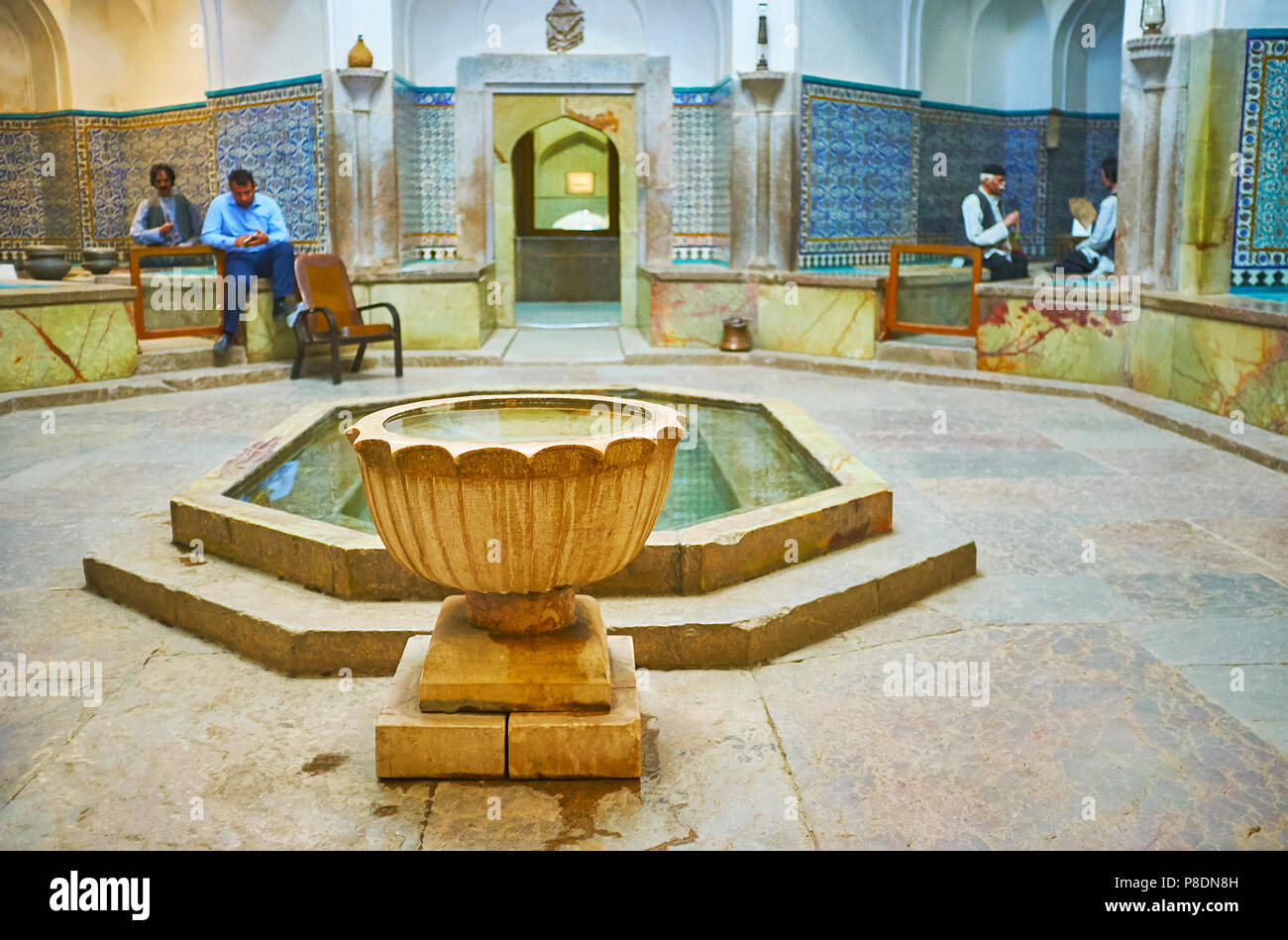 KERMAN, IRAN - OCTOBER 15, 2017: The stone fountain amid the dressing ...
