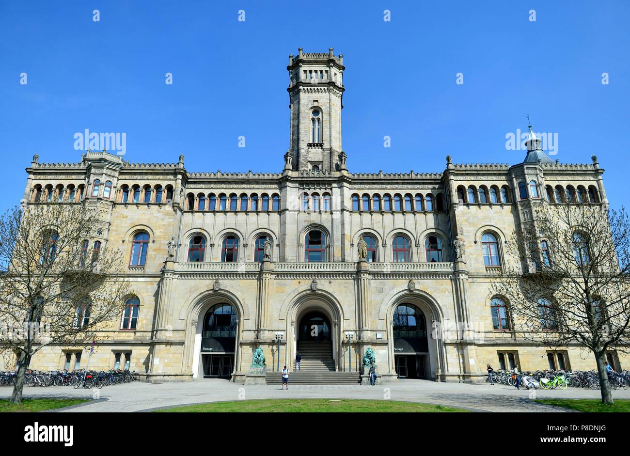 The welf castle, main building of the Leibniz university in Hanover ...