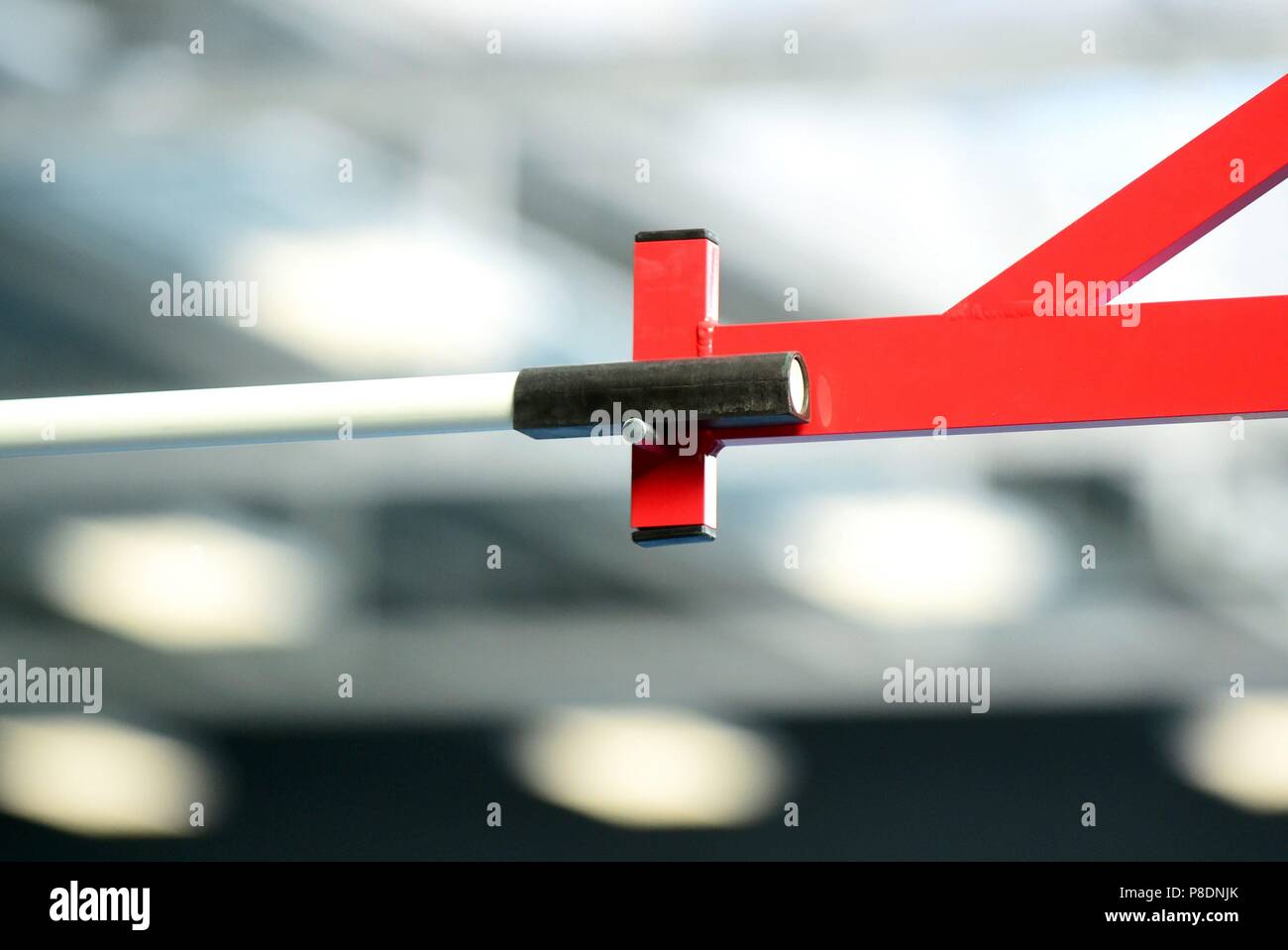 A crossbar for pole vault at a gym in Sandkrug (Germany), 20 March 2018 ...