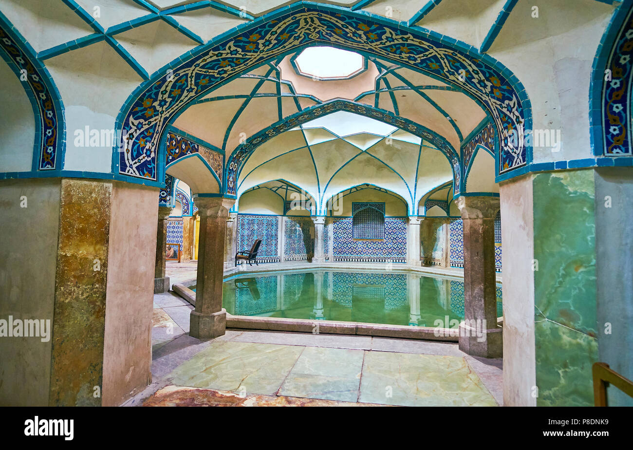 KERMAN, IRAN - OCTOBER 15, 2017: Explore interiors of Ganjali Khan ...
