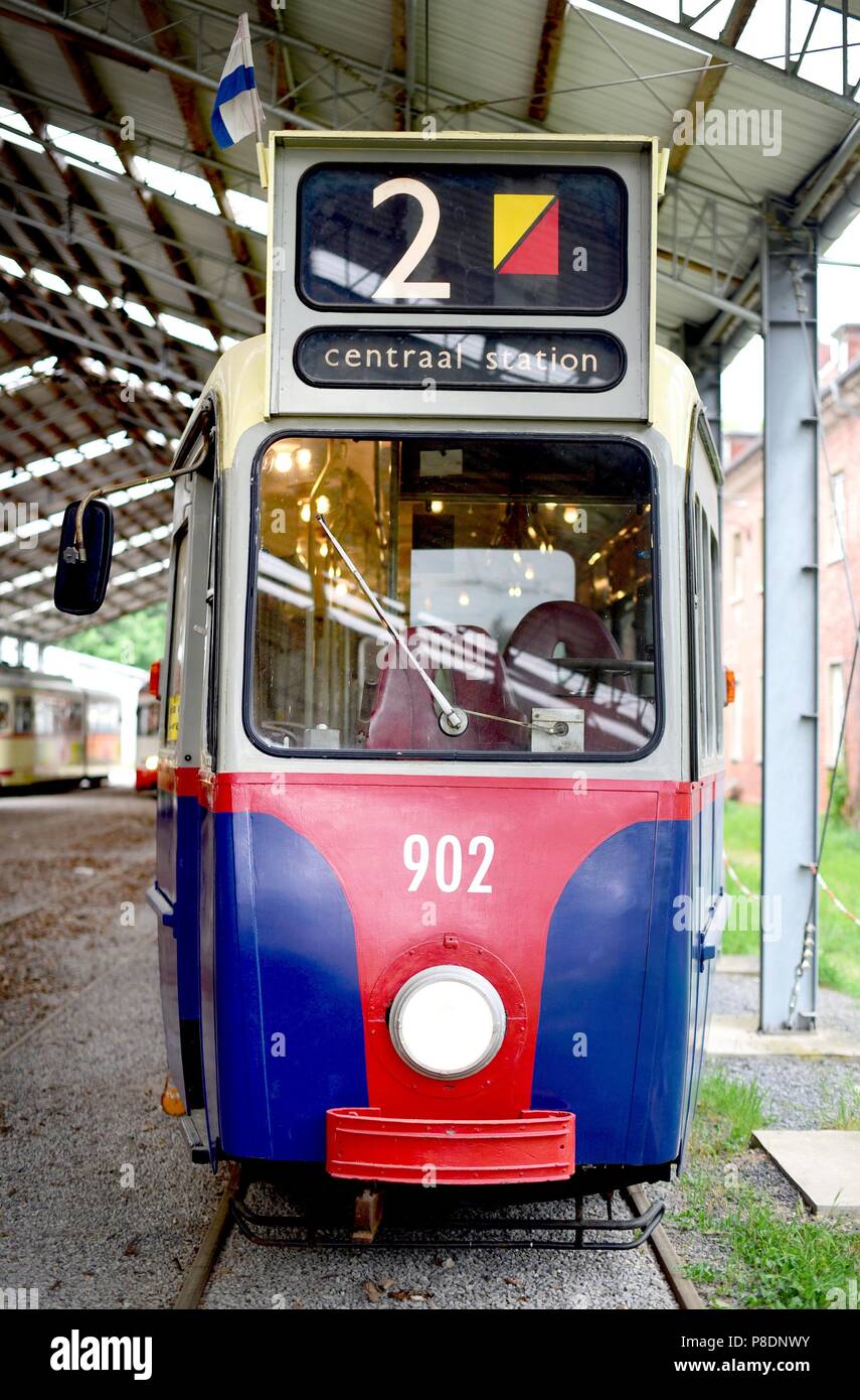 Historic tram from Amsterdam at the tram museum in Sehnde (Germany), 10 ...