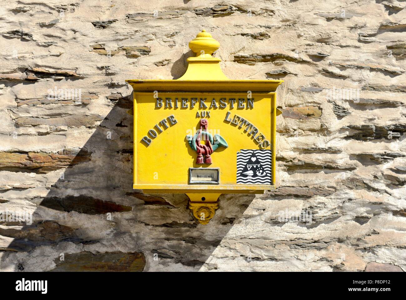 A historic mailbox at a wall in Vianden (Luxemburg), 09 May 2018 ...