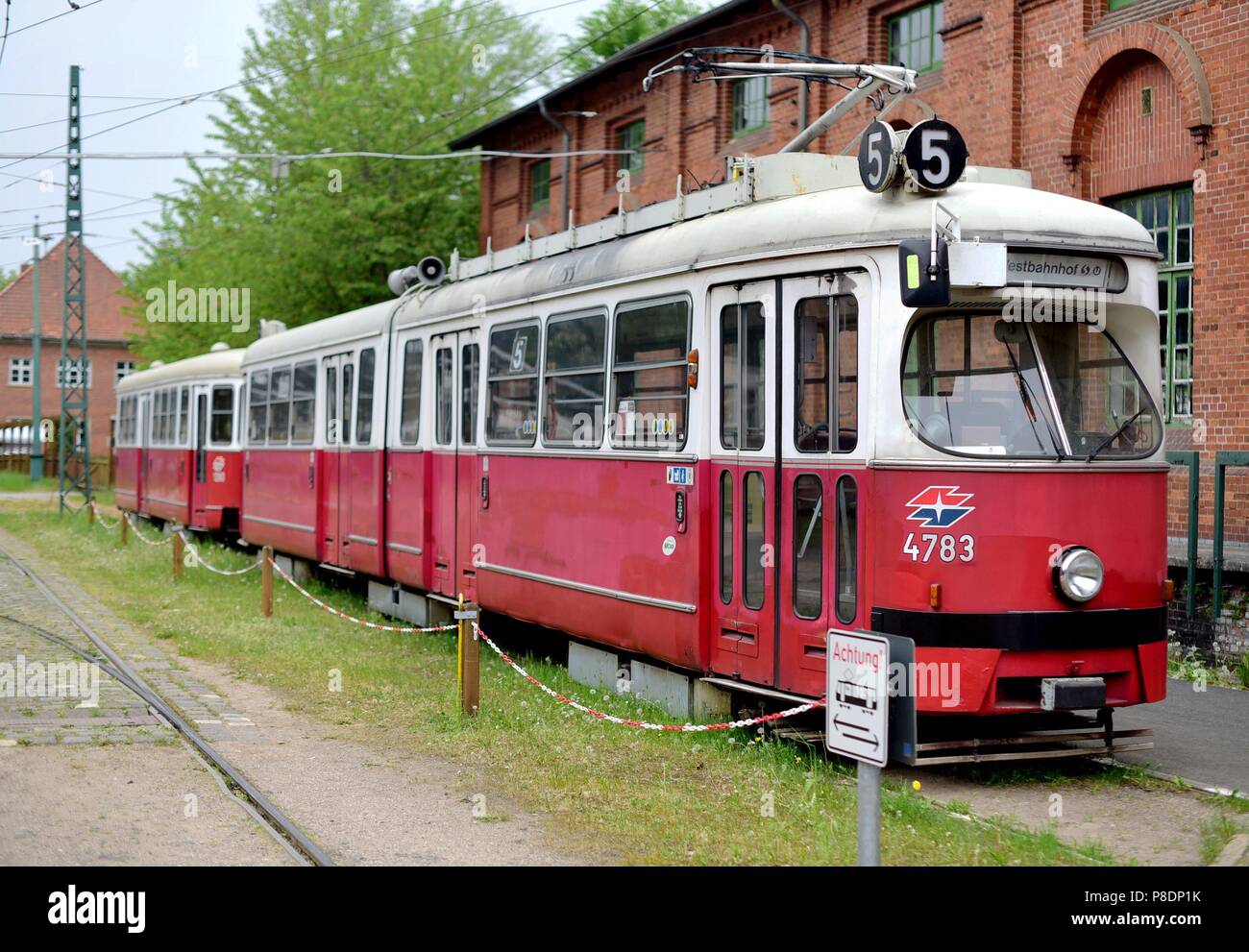 Historic tram from the austrian capital Vienna at the tram museum in ...