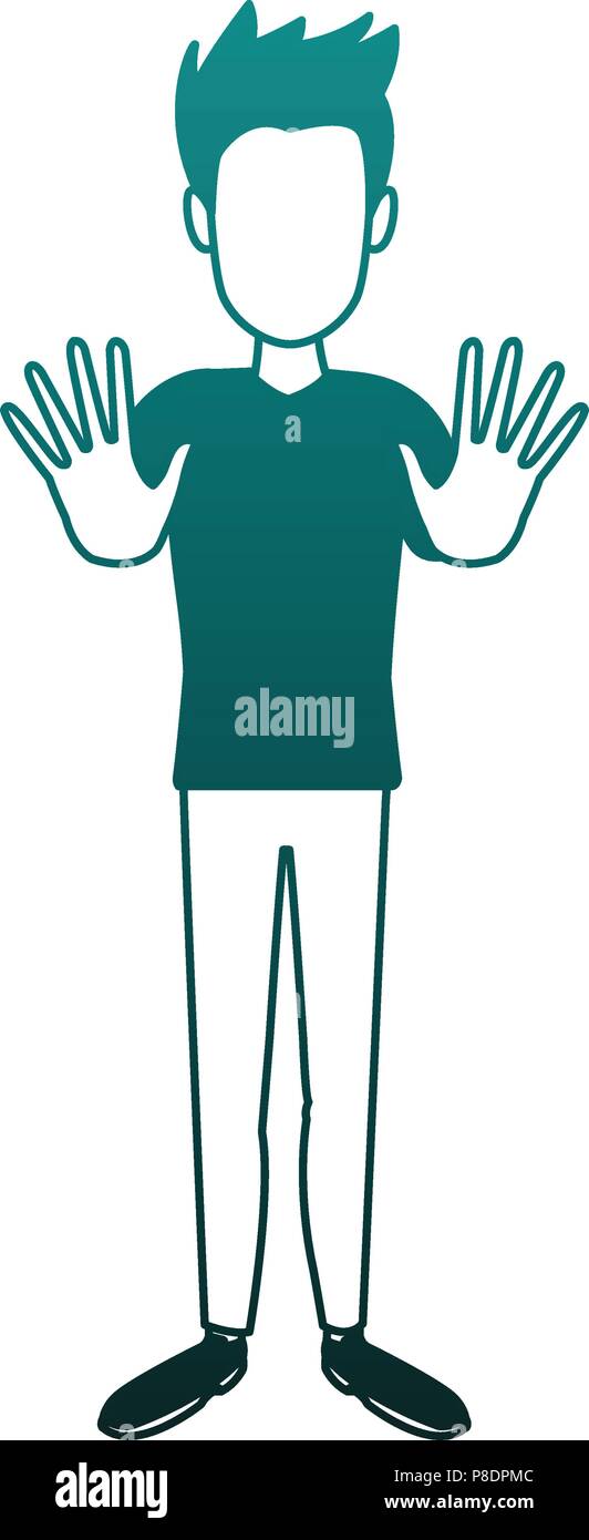 Young man faceless cartoon blue lines Stock Vector Image & Art - Alamy