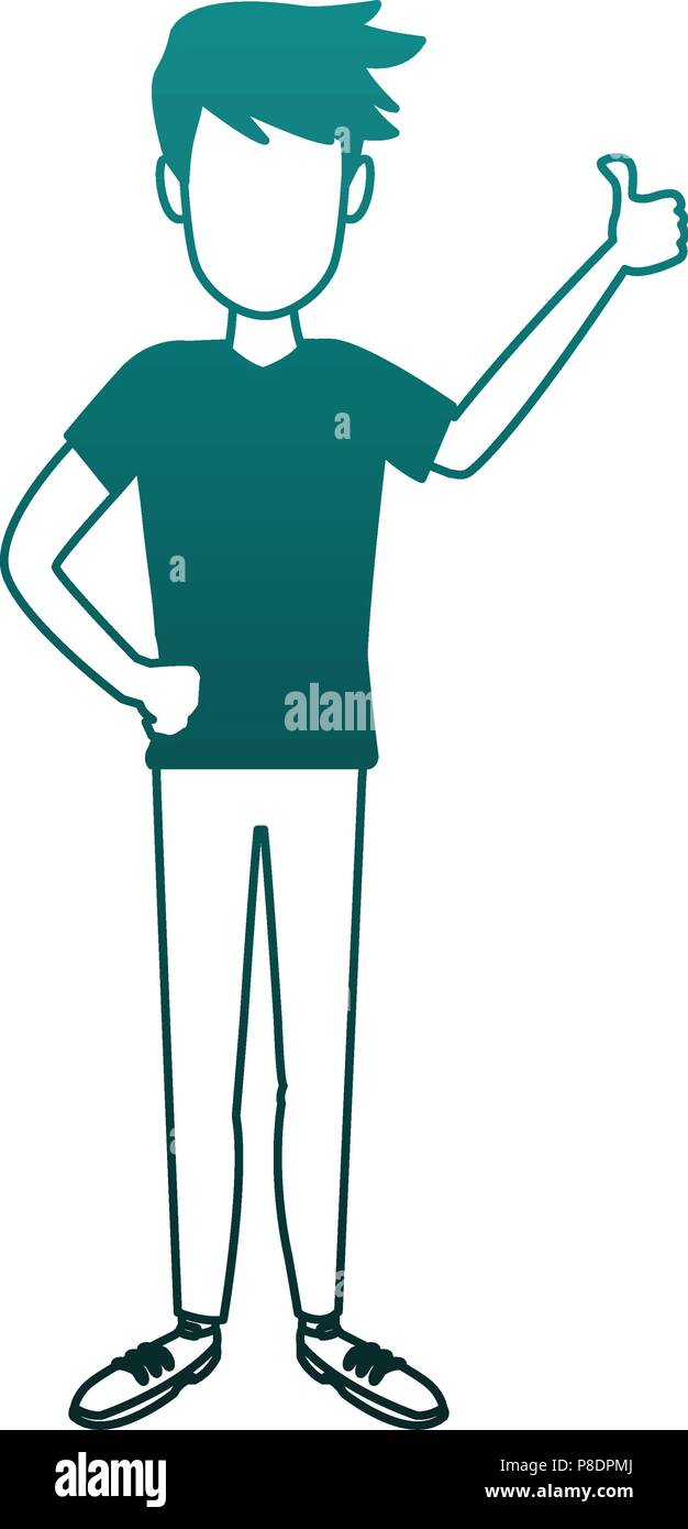 Young man faceless cartoon blue lines Stock Vector Image & Art - Alamy