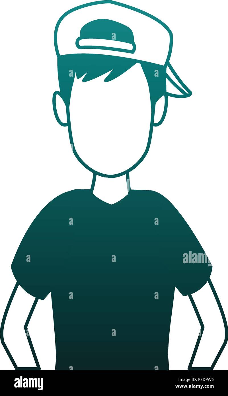 Young man faceless cartoon blue lines Stock Vector Image & Art - Alamy
