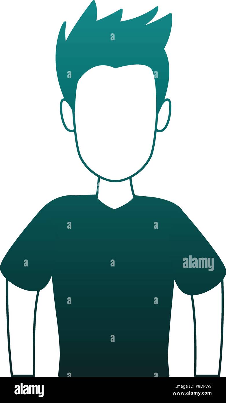 Young man faceless cartoon blue lines Stock Vector Image & Art - Alamy