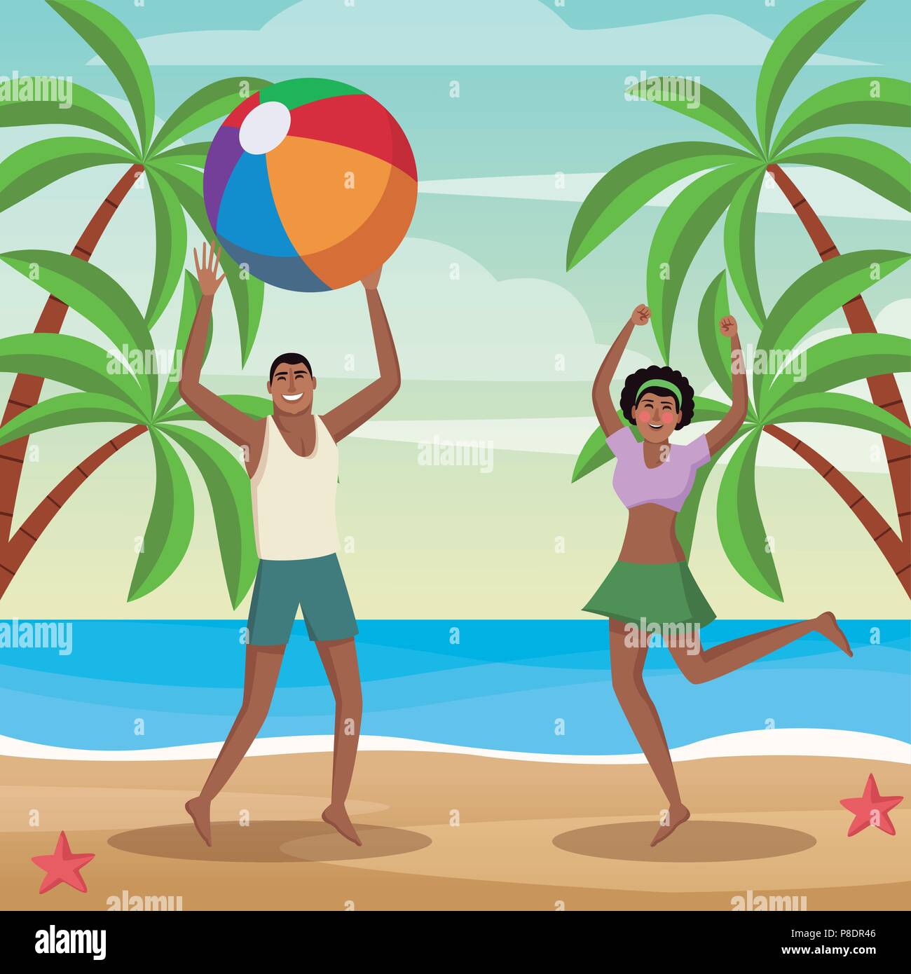 Couple at beach Stock Vector Image & Art - Alamy