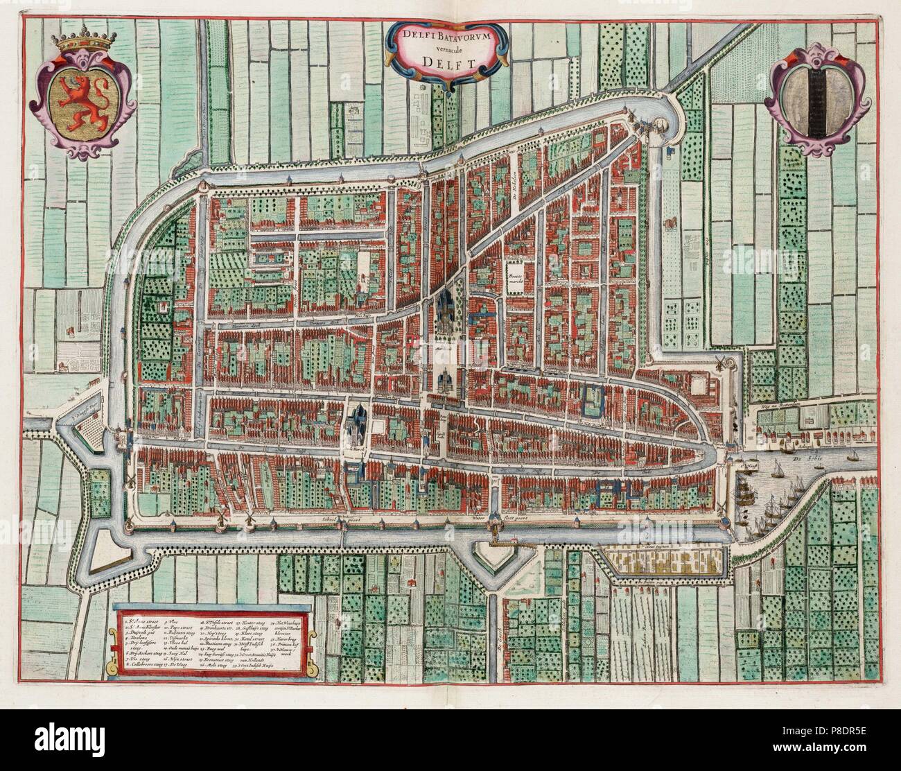 Map of Delft (Delfi Batavorum). Museum: Scheepvaartmuseum Amsterdam ...