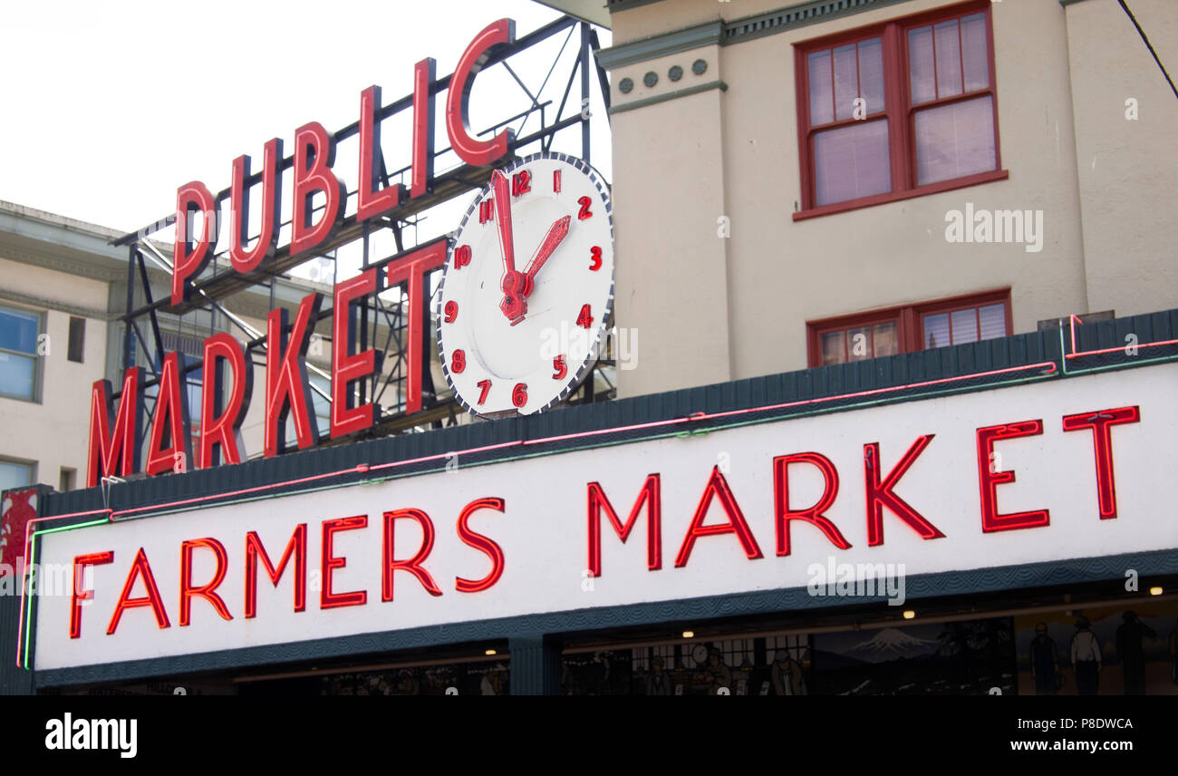 Pike Place Market sign Stock Photo - Alamy