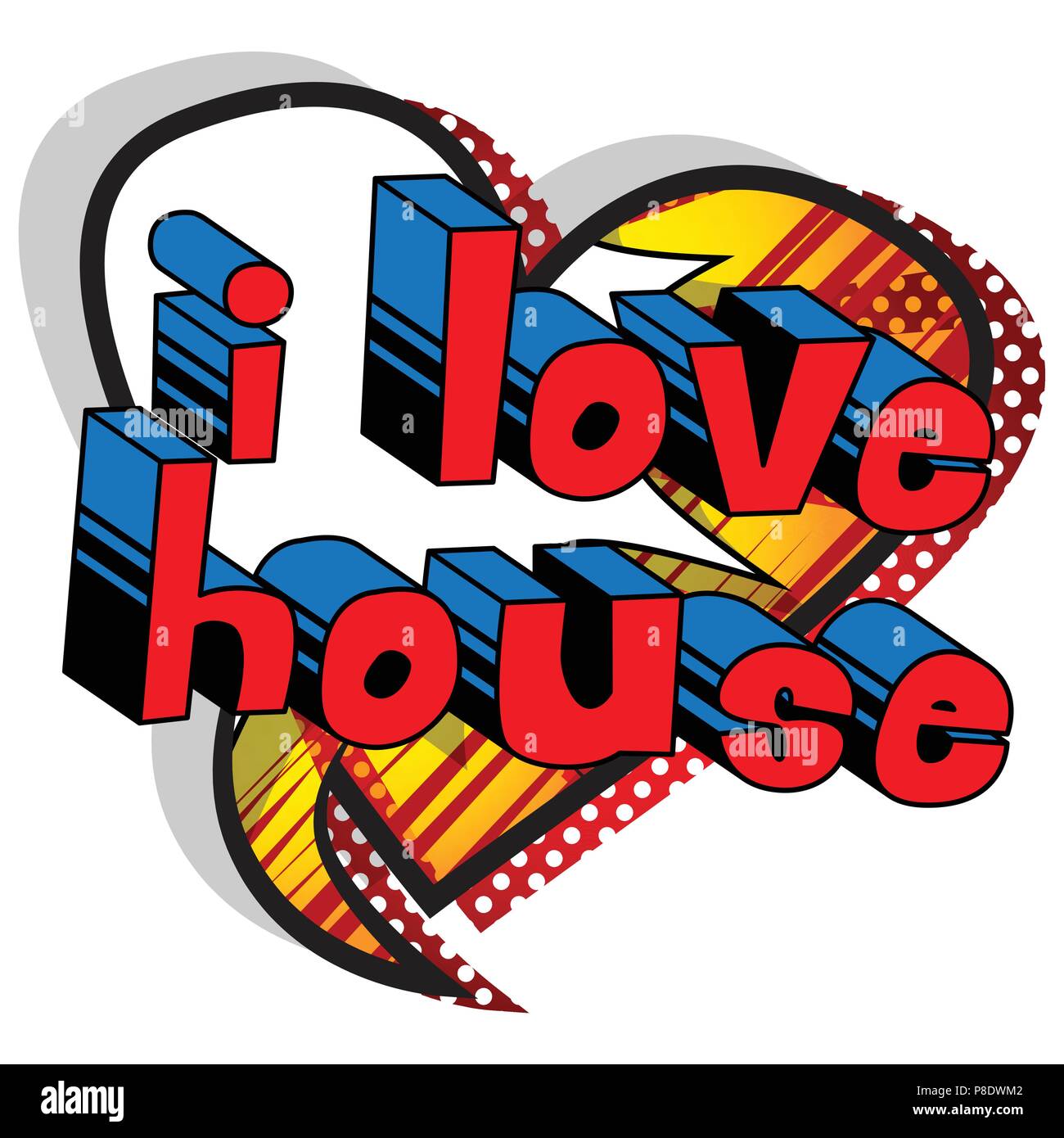 I Love House - Comic book word on abstract background Stock Vector ...
