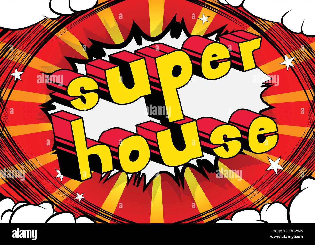 Super House - Comic book word on abstract background Stock Vector Image ...