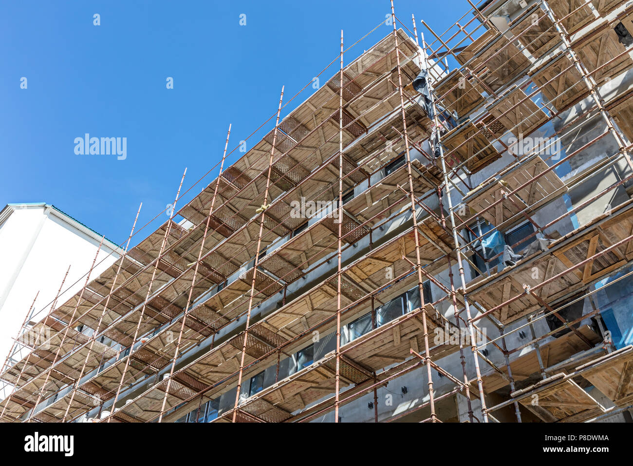 old building under reconstruction. thermal insulation of building ...