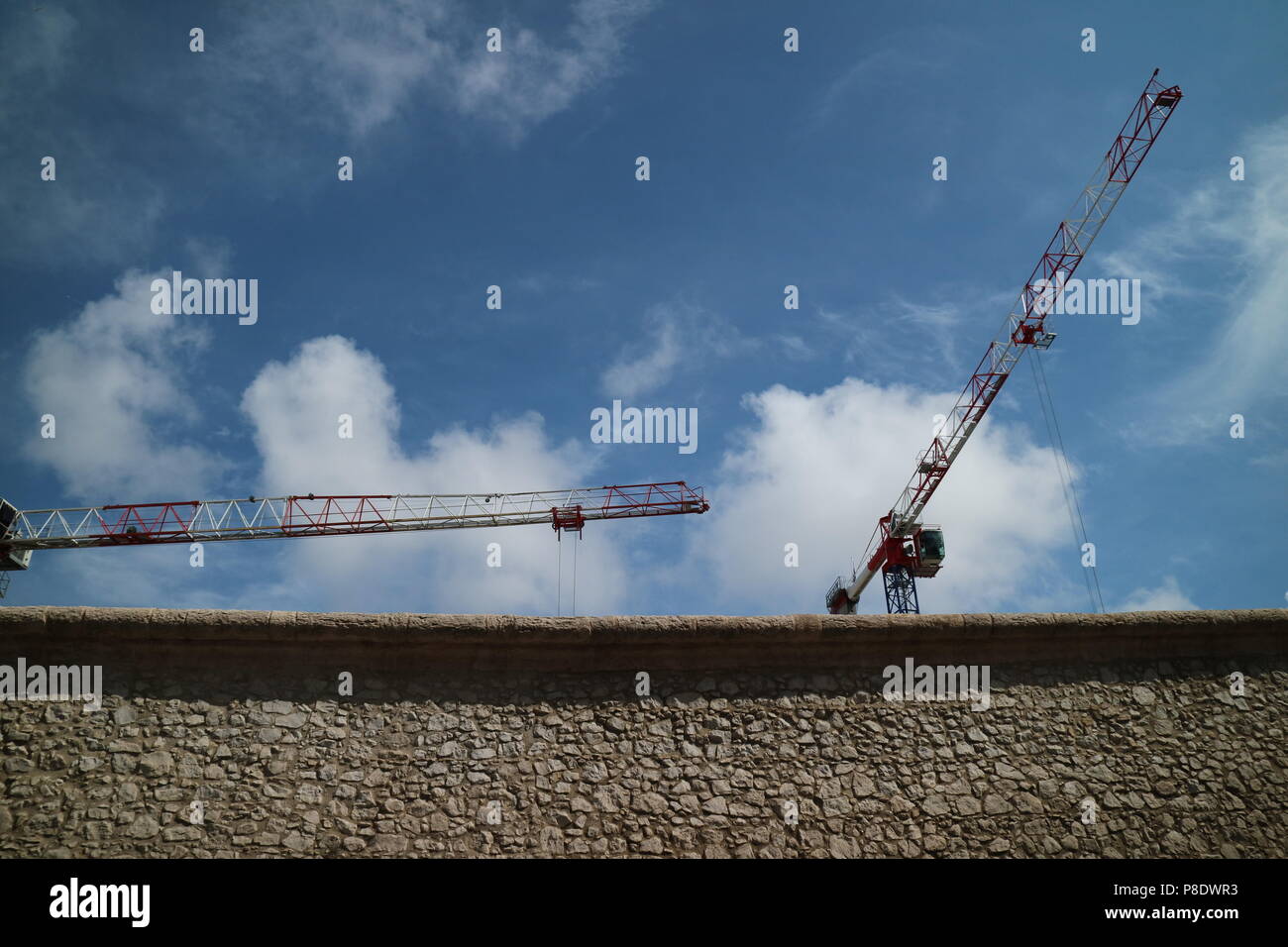 Two Cranes Construction Stock Photo - Alamy