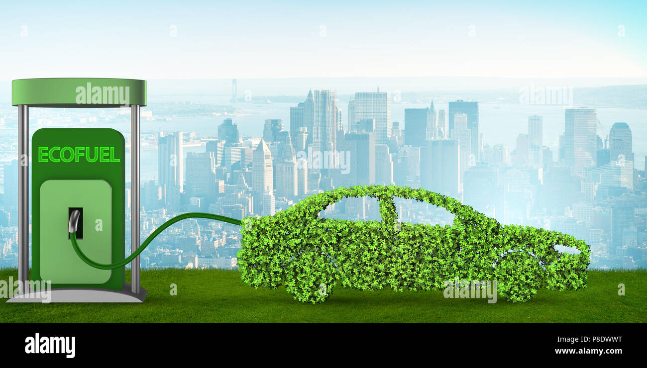 Car powered by biofuel - 3d rendering Stock Photo - Alamy