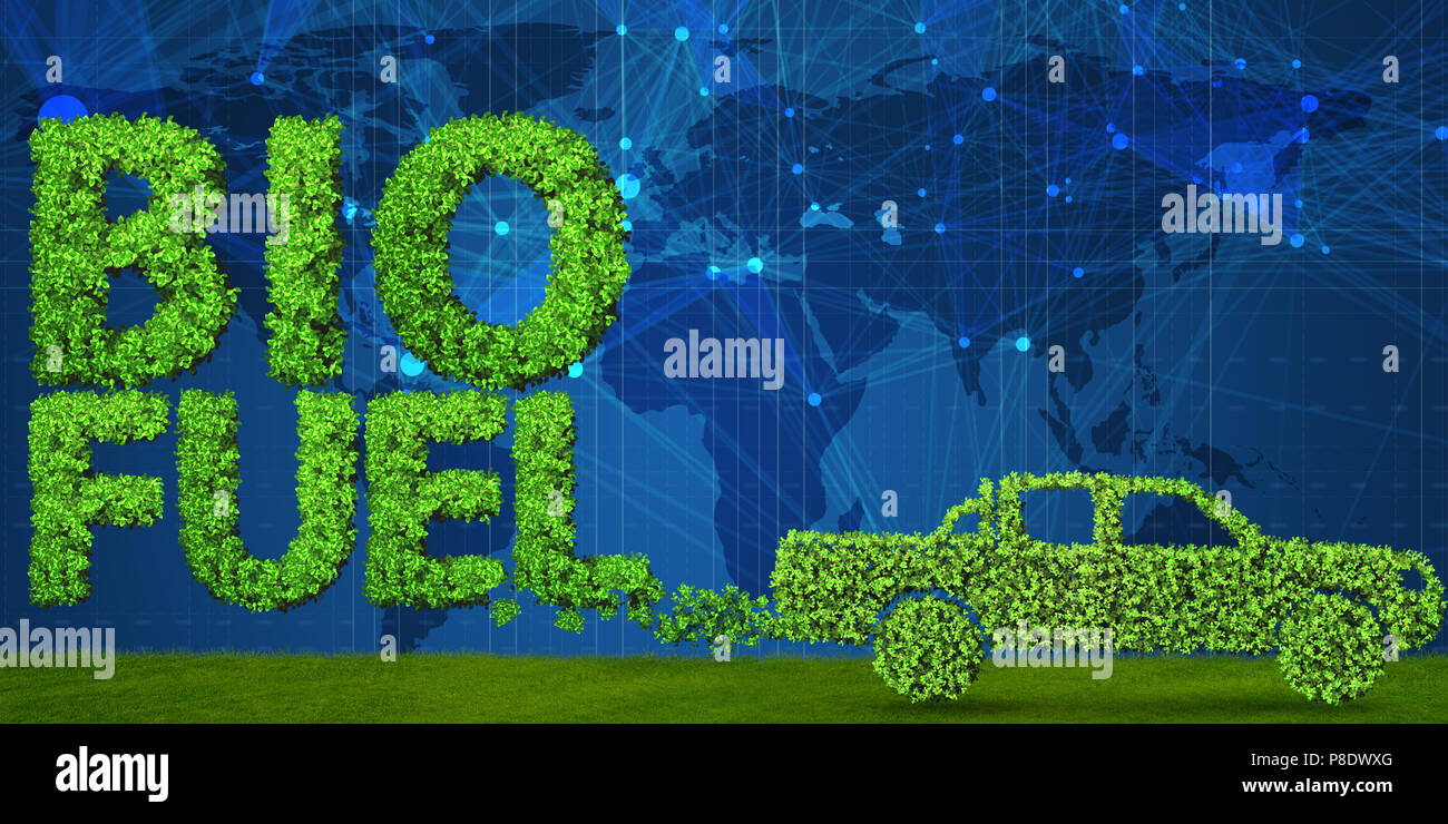 Car powered by biofuel - 3d rendering Stock Photo - Alamy