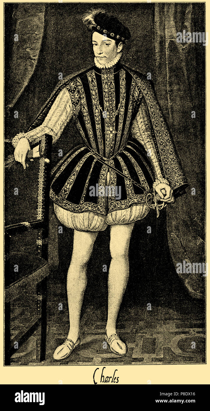 Charles IX, King of France. After a painting by F. Clouet in the ...