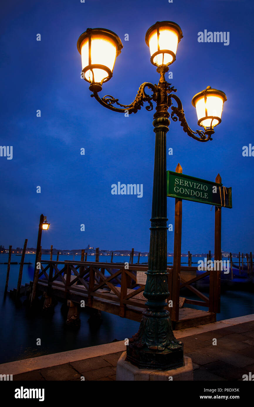 Dock along St. Mark's Square in Venice, Italy in the early morning ...