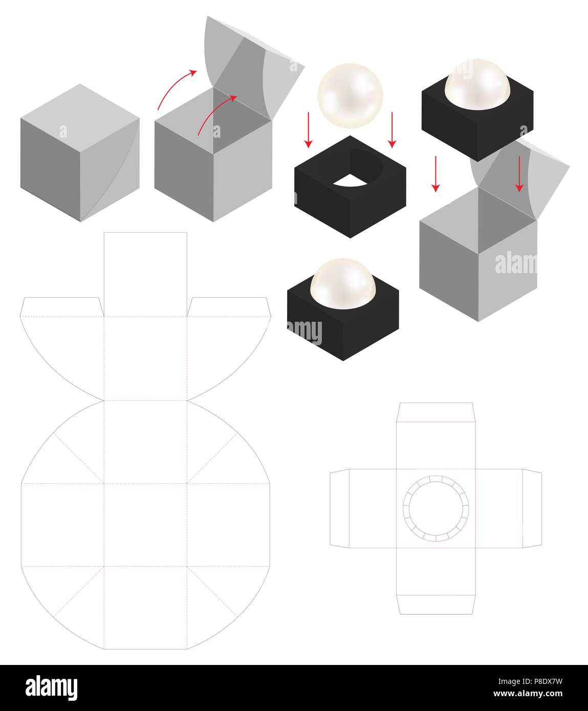 Hard Paper Box For Rounded Soap Mockup Dieline Stock Vector Image & Art ...