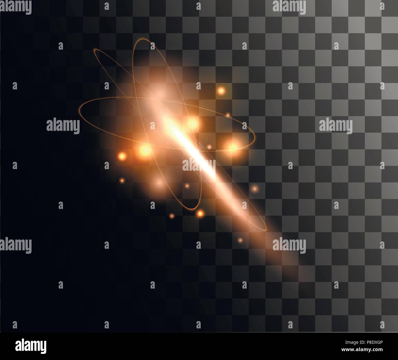 Glowing light. Abstract yellow effect. Golden vector light effects with ...